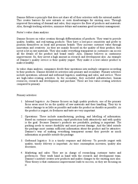 Danone Value Chain Pdf Logistics Value Chain