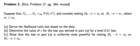Solved Suppose That X1 Xn ∼iid N 0 σ2 And Consider