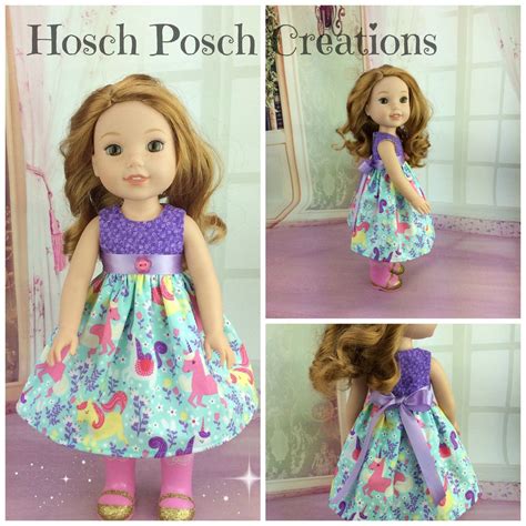 Unicorn Dress For Wellie Wisher Dolls American Girl Doll Clothes