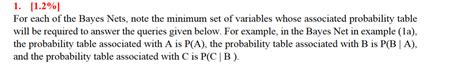 1 12 For Each Of The Bayes Nets Note The