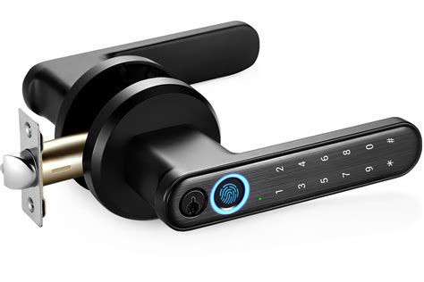 Fingerprint Door Lock Matte Black Dock Knob With Keypads