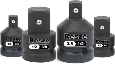 Resze 4PCS Impact Socket Adapter And Reducer Set 1 2 To 3 8 3 8 To 1