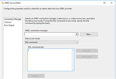 Sql Comamnd Box For Odbc Source Editior Not Apperaing In Ssdt 2019 Microsoft Qanda