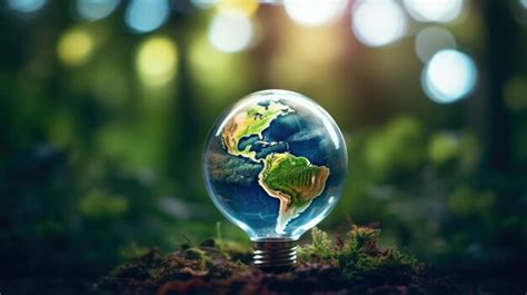 Premium Photo Earth Preservation A Tiny Globe Within A Light Bulb
