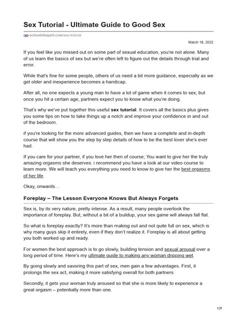 Sex Tutorial Ultimate Guide To Good Sex Pdf Sexuality Human Sexuality