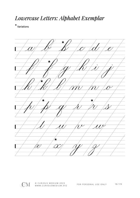 Copperplate Lowercase Letters Curious Medium Calligraphy