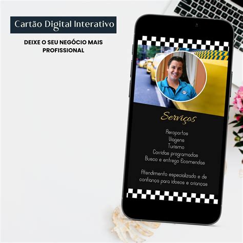 Cartão Digital Interativo de Visita Virtual Taxista Uber Elo7