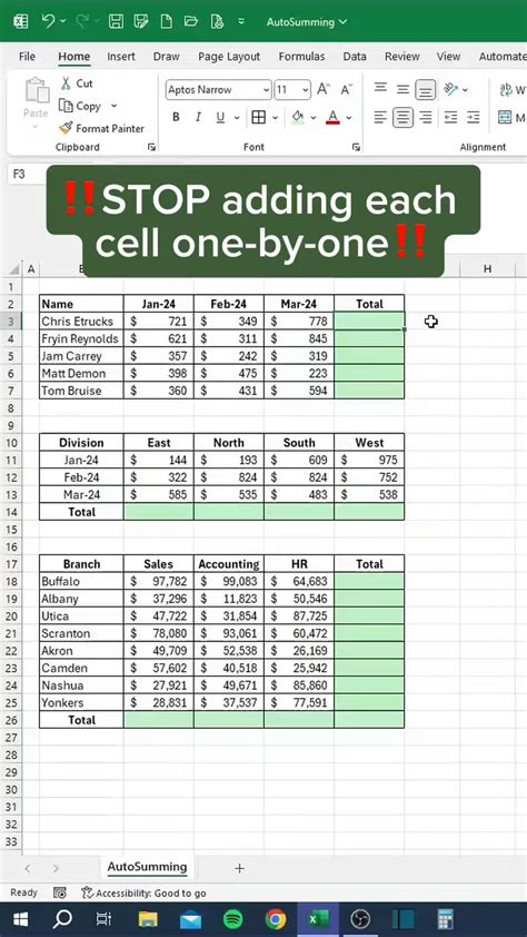 In This Video You Will Learn How To Autosum In Excel Excel Rexcelcheatsheets