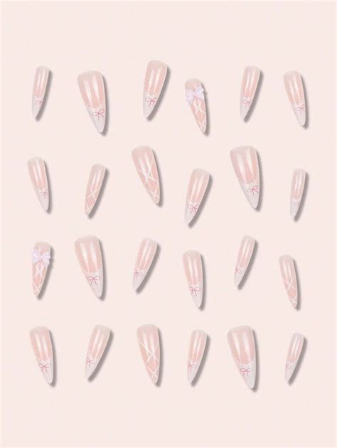 Actualiza tu aspecto con 24 piezas de uñas postizas tipo ballet de