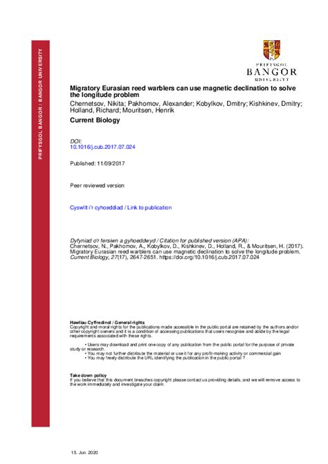 Pdf Migratory Eurasian Reed Warblers Can Use Magnetic Declination To Solve The Longitude Problem