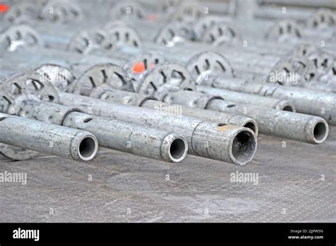 Metal Construction Pylon Heap Closeup Modern Industry Diversity Stock