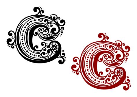 Capital Letter C With Curly Elements 11677092 Vector Art At Vecteezy