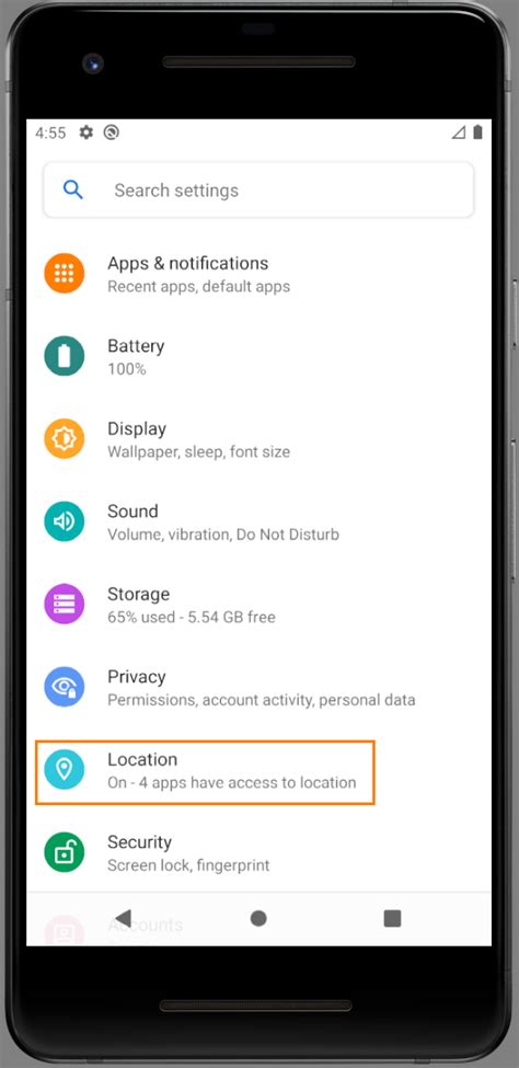 Android Location Settings Autosos