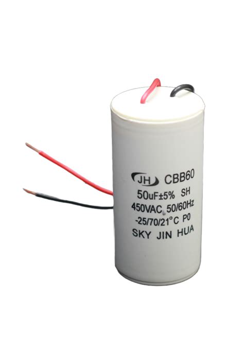 Motor Run Sh Capacitor 50uf Cbb60 450vac Wire Lead Cylinder White