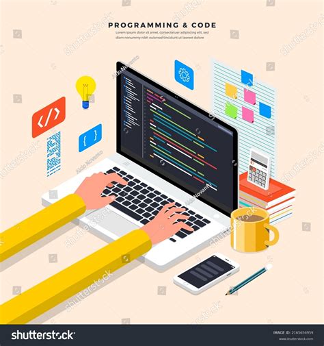 isometric design concept programmer coding stock vector royalty free