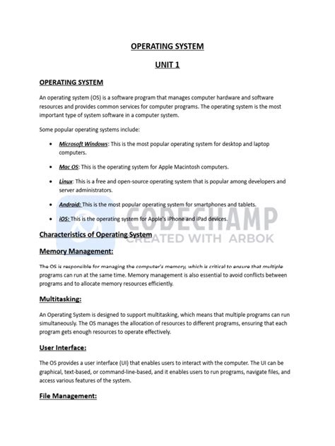 Operating System Unit 1 | PDF | Operating System | Scheduling (Computing)