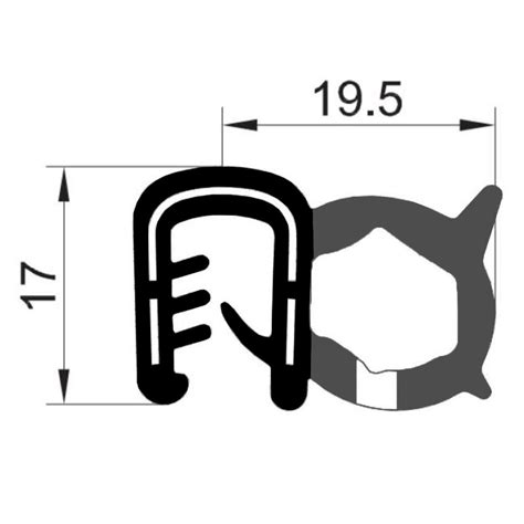 Rubber Klemprofiel Met Mosrubber Kraal 17 1x21mm 5 9mm Klembereik