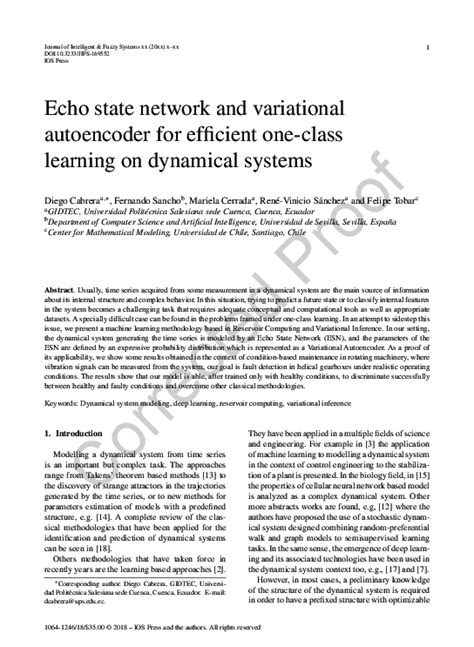 Pdf Echo State Network And Variational Autoencoder For Efficient One Class Learning On