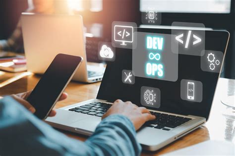 Premium Photo Devops Concept Woman Hand Using Laptop Computer With Devops Icon On Vr Screen On