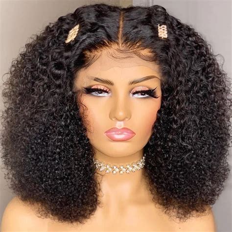 Afro Verworrene Lockige perücke Menschliches Haar 13x4 Spitze Frontal