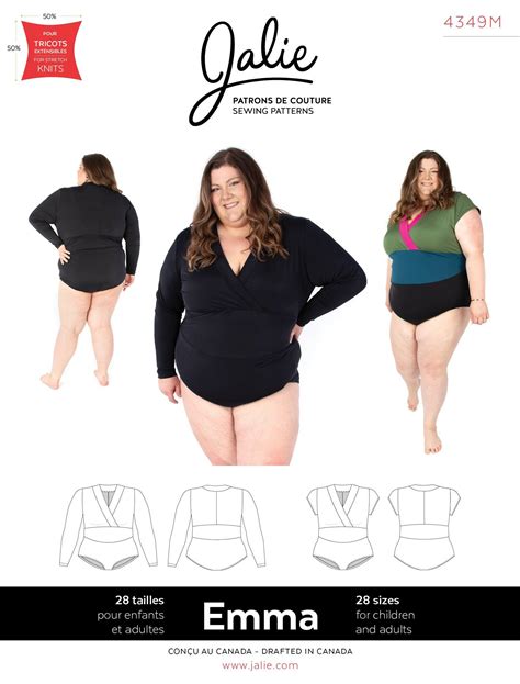 Sewing Pattern Jalie 4349 Emma Surplice Neck Leotard