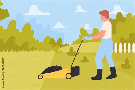 Landscaping Maintenance Service Vector Illustration Cartoon Man