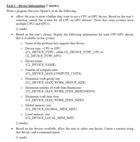 Task Device Information Marks Write A Program Chegg