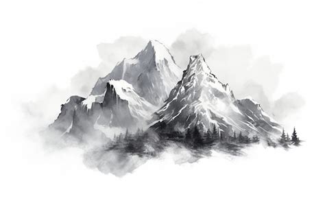 Premium Vector Background With Mountains Ink Mountain Landscape
