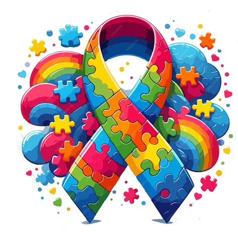 Fita De Conscientização Autismo Vetor Premium