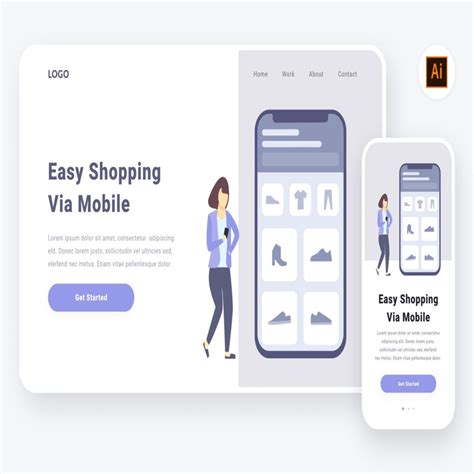 时尚购物主题APP Web设计矢量插画素材 Shopping via mobile illustration AI SVG 设计素材