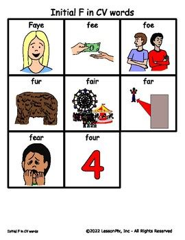 Initial F In CV Words By Miss GuacaMOLLY SLP TPT