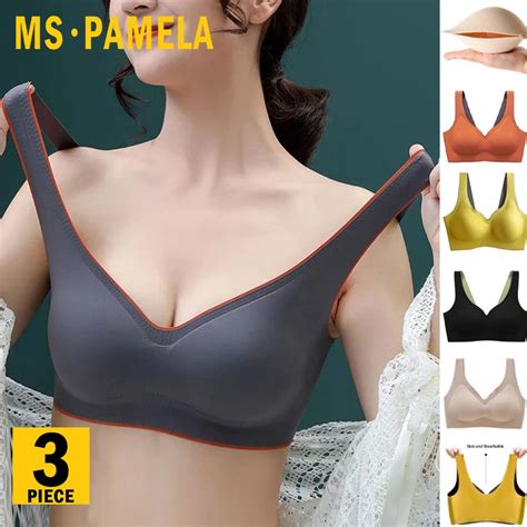 3pcs Lot Latex Seamless Bra Women Push Up Vest Bra Latex Underwear