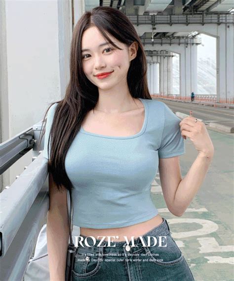 Made 롱and숏 로제 쫀쫀 스퀘어넥 크롭 반팔티 13color 에이블리