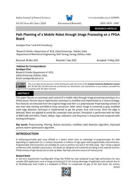 pdf path planning of a mobile robot through image processing on a
