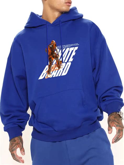 Man Print Mens Pullover Round Neck Hoodies Kangaroo Pocket Temu
