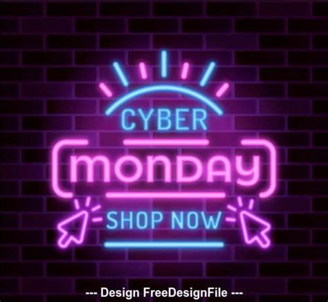 특별 제공 네온 불빛 사이버 월요일 벡터 Ai Uidownload