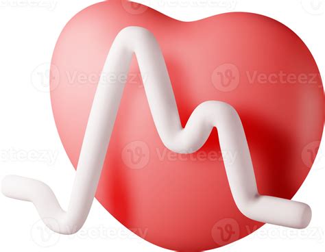 3d Red Heart With Pulse Line 45982626 Png