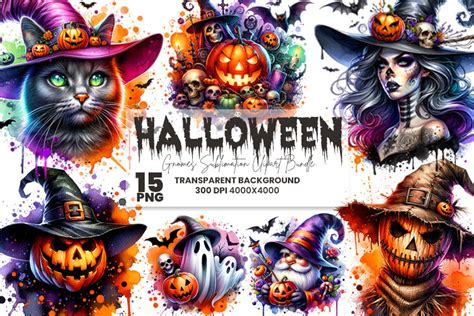 Watercolor Halloween Clipart Png Bundle Graphic By Creative Arslan