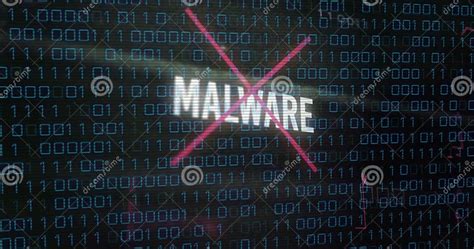 Binary Code With Malware Text Image Over Digital Background Stock Image Image Of Malware