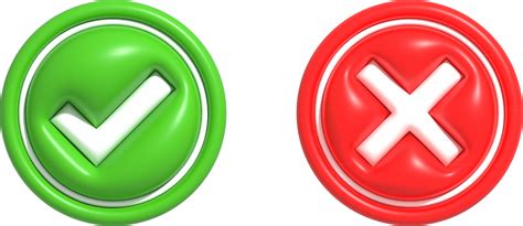 Realistic Right And Wrong Yes Or No Approved Or Declined 3D Button
