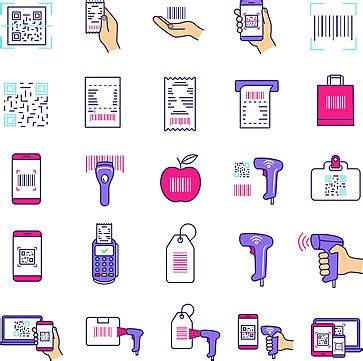 Barcodes Linear Icons Set Product Inventory Control Art Vector Product Inventory Control Art