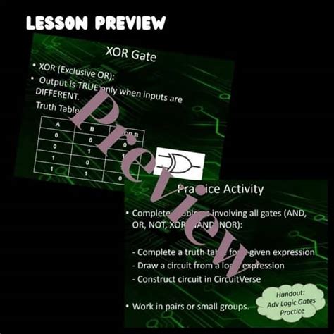 Advanced Logic Gates Xor Nor Nand Lesson Guided Notes Hw No Prep