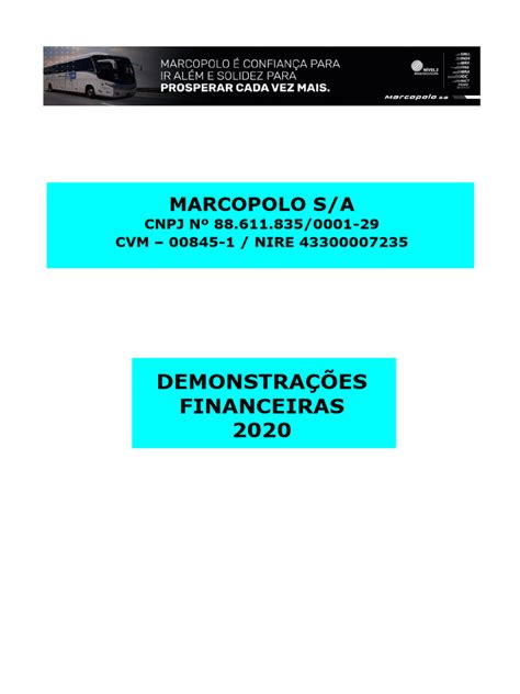 Marcopolo Demonstracoes Financeiras 2020 Pdf Contabilidade Governança