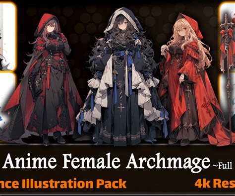 Artstation 200 Anime Female Archmage Full Body Reference Pack 4k