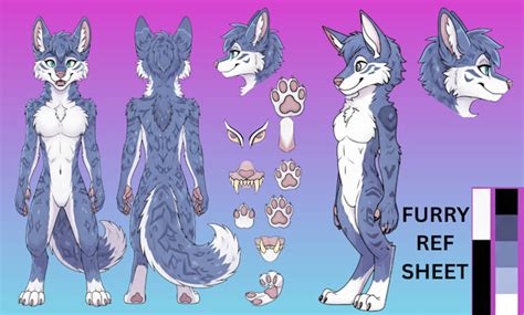 Draw Custom Furry Reference Sheet Oc Fursona Character Anime Ref Sheet