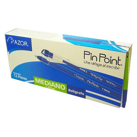 Bolígrafo Punto Medio Azul C12 Piezas Pin Point Azor Papelería Del