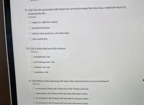 Solved 9 C8 The Risk Associated With Dispersion Around An