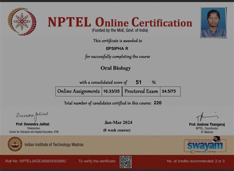 Epsipha Rathnam On Linkedin Successfully Completed Nptel Online