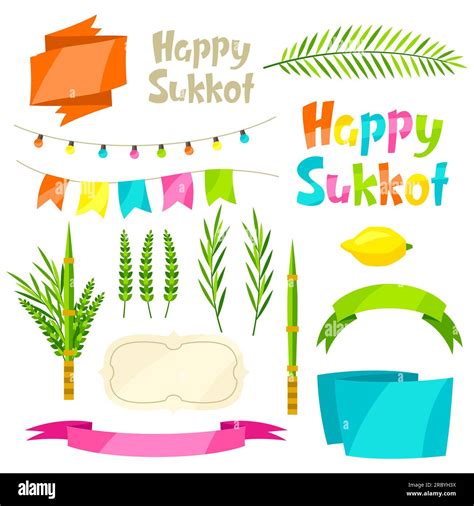 Happy Sukkot Symbols Four Species Etrog Lulav Willow And Myrtle