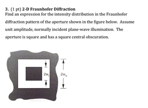 Solved 1 ﻿pt 2 D Fraunhofer Diffractionfind An Expression